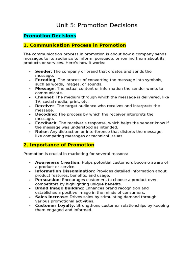 Unit 5 Promotion Decisions | PDF | Digital Marketing | Marketing