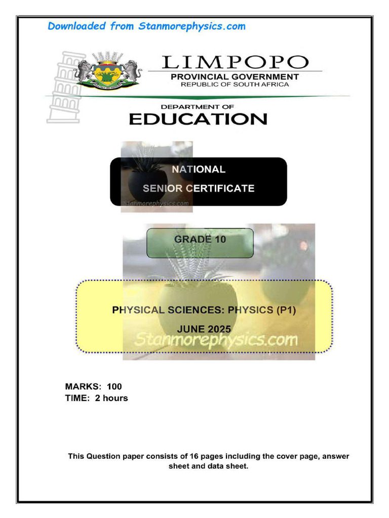 LP Physical Sciences Grade 10 June 2025 P1 and Memo | PDF