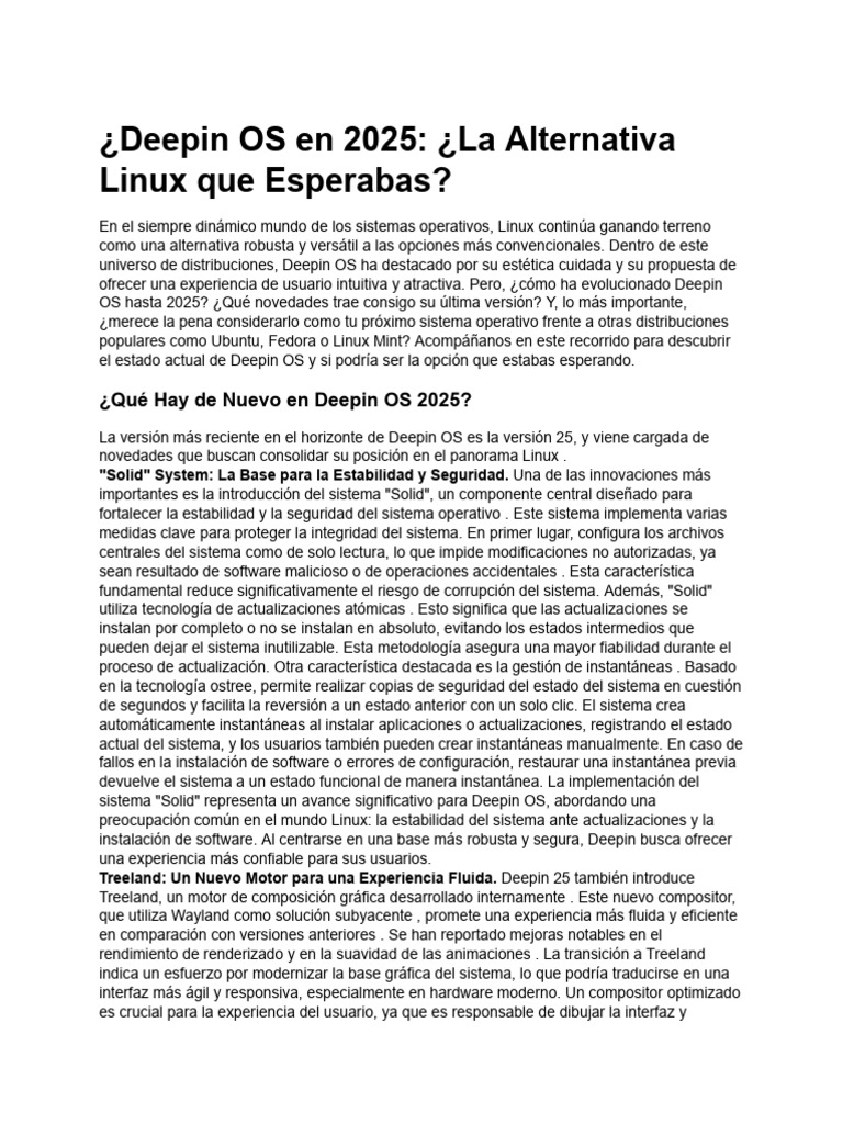 Deepin OS - ¿Vale La Pena? | PDF | Distribución de Linux | Inteligencia artificial