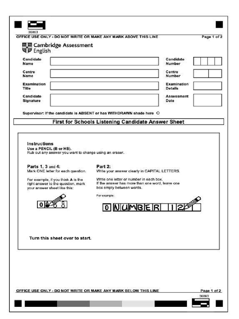 Answer Sheet Listening B2 | PDF