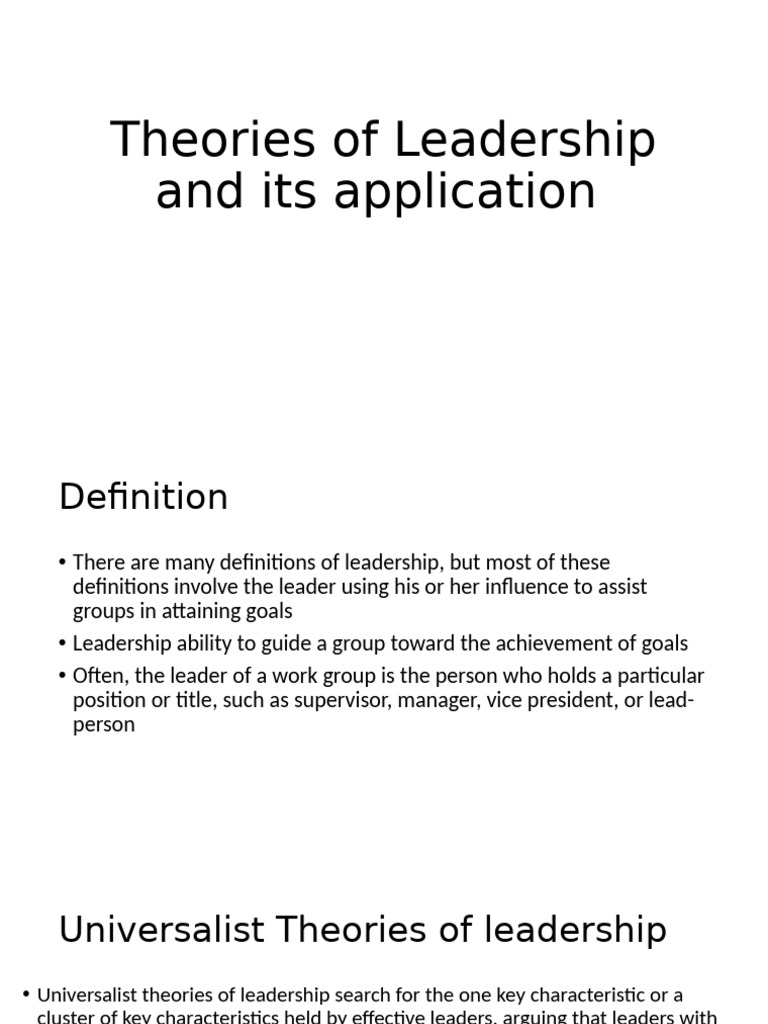 Leadership Theories and Applications Explained | PDF | Leadership ...