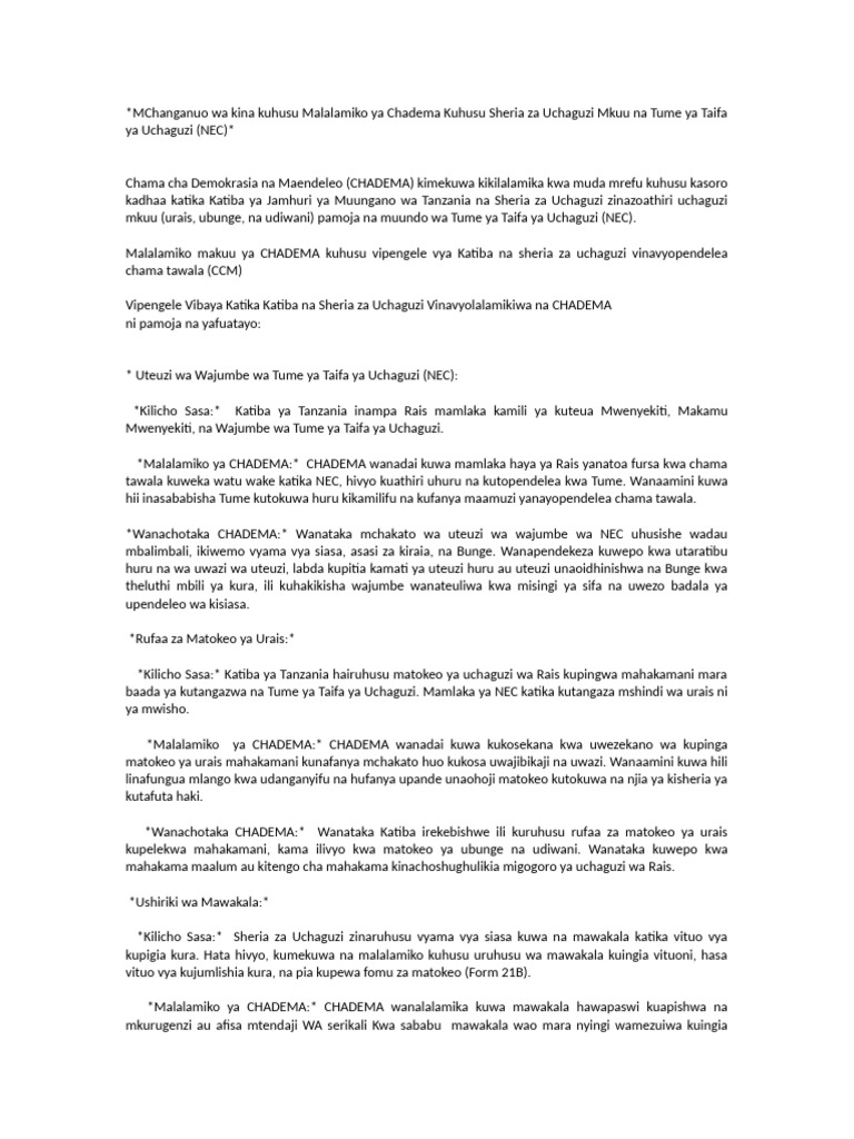 Mambo Tuyatakayo Chadema 02 | PDF