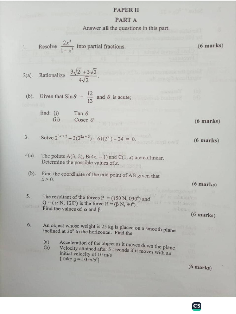 Elective Maths Wassce 2025 Trial | PDF