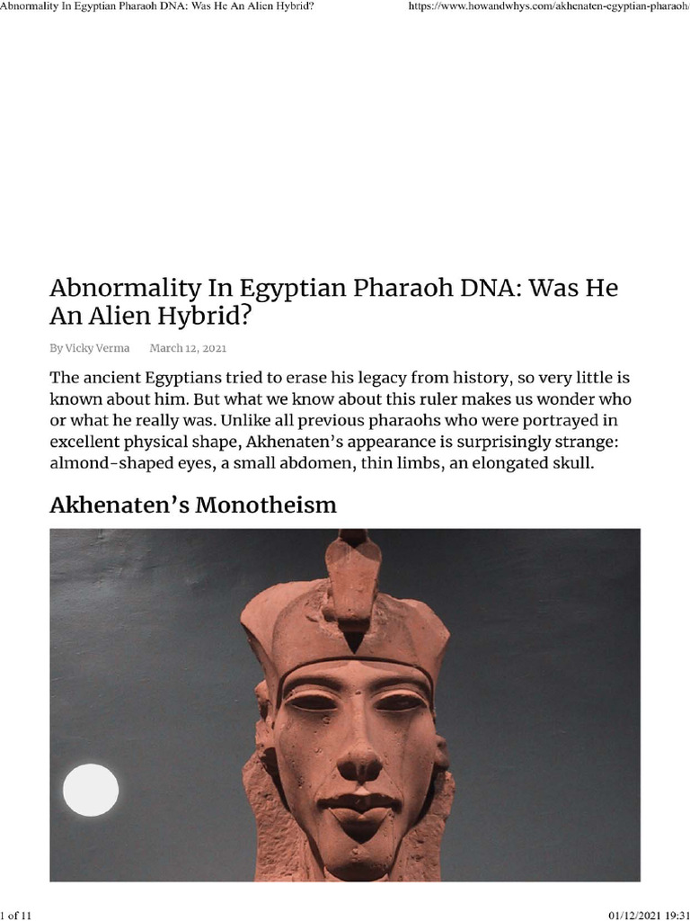 Abnormality in Egyptian Pharaoh DNA - Was He An Alien Hybrid | PDF