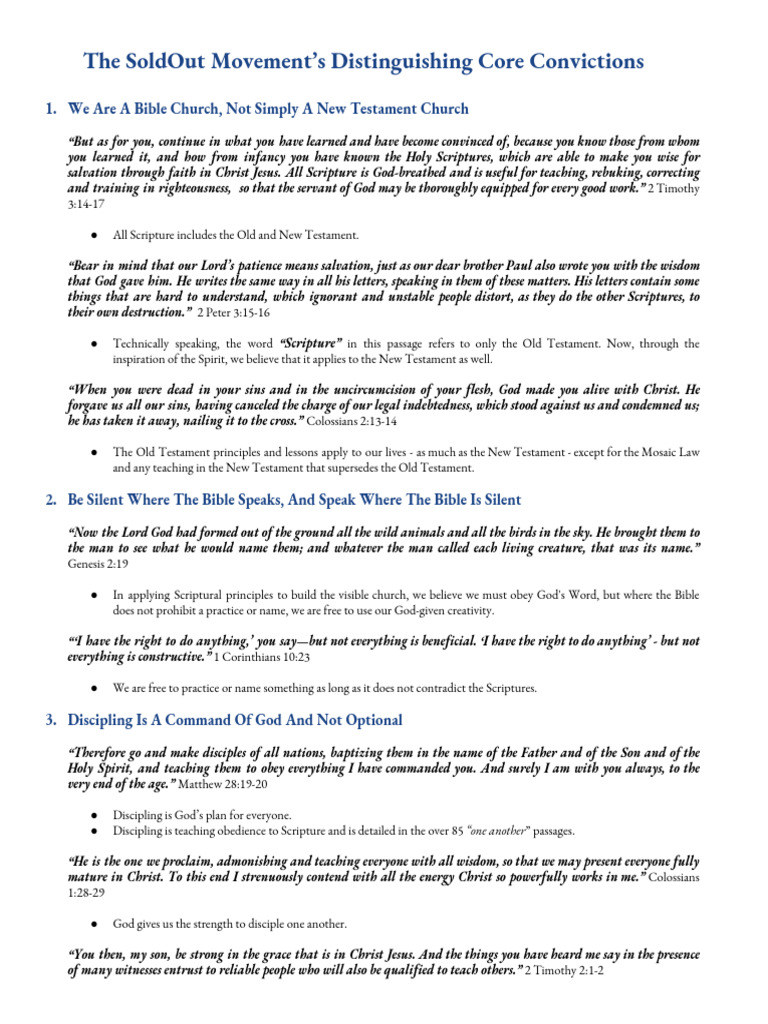 SoldOut Movement's Core Beliefs Explained | PDF | Paul The Apostle | Jesus