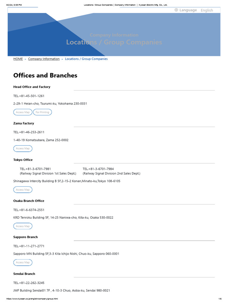 Kyosan Electric Global Locations | PDF