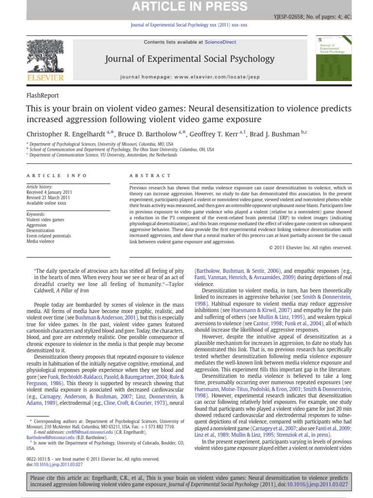 Neural Desensitization To Violence Predicts Increased Aggression ...