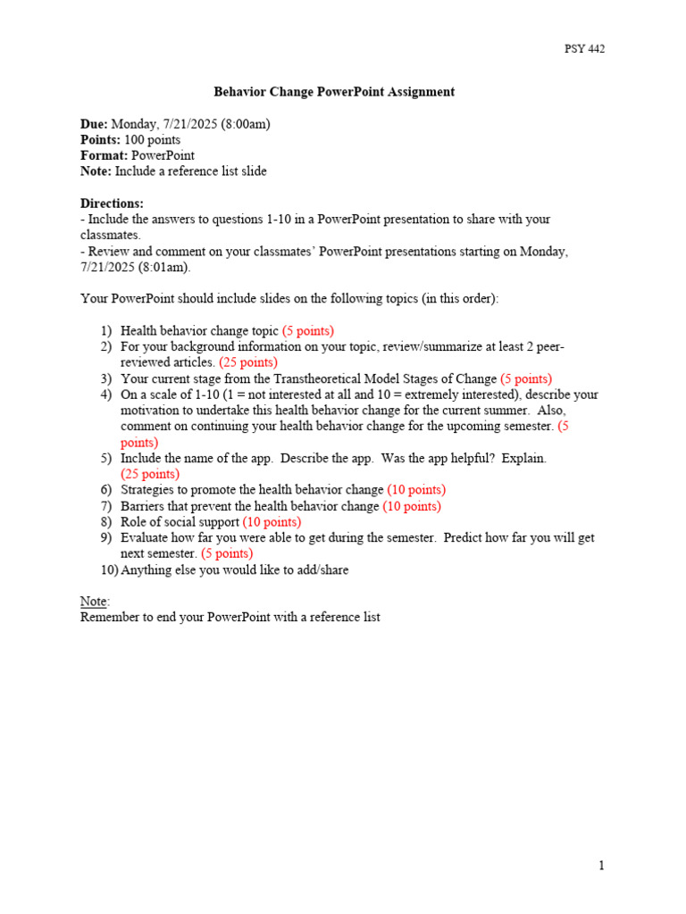 Health Behavior Change Presentation Guide | PDF