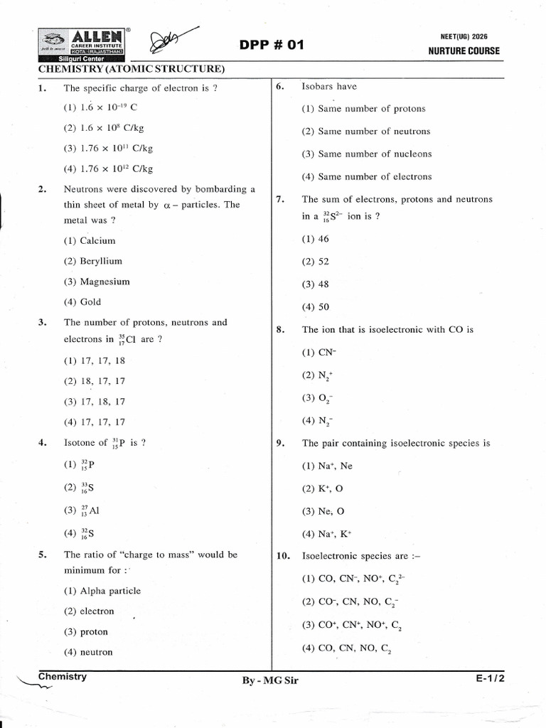 Atomic Structure DPP | PDF | Electromagnetic Radiation | Electron