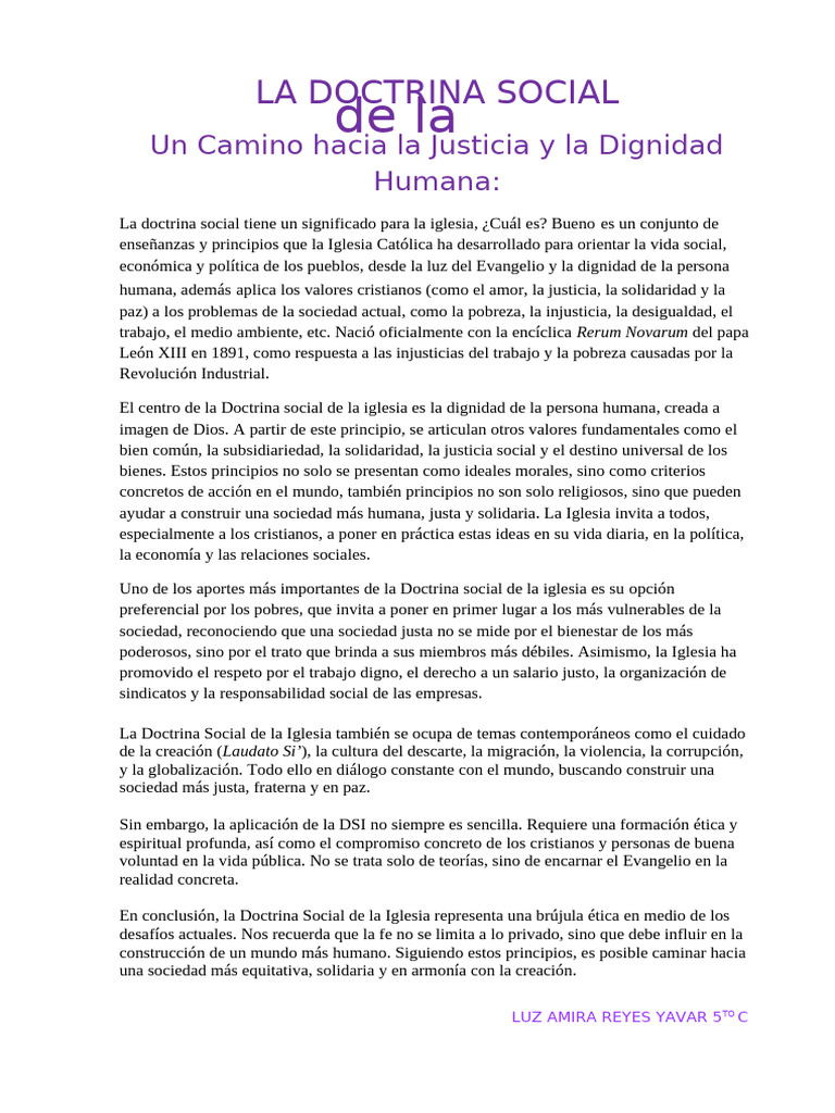 Doctrina Social: Justicia y Dignidad Humana | PDF | Doctrina social ...