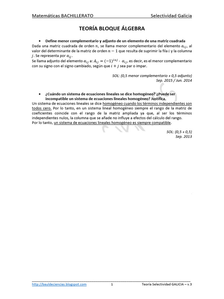 Apuntes - Select Mate TEORIA ALGEBRA | PDF | Vector Euclidiano | Matriz ...