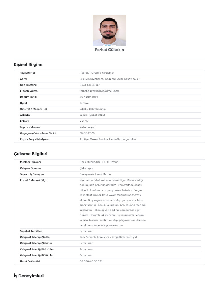 Ferhat Gultekin Ozgecmis | PDF