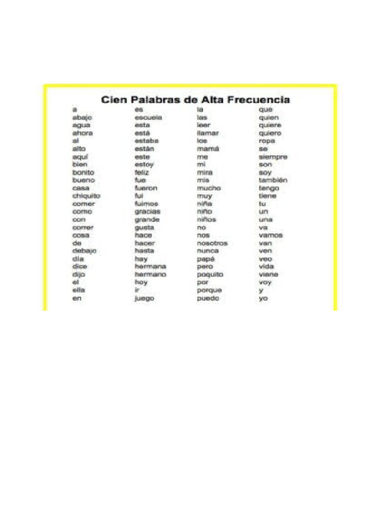 100 Palabras de Uso Frecuente | PDF