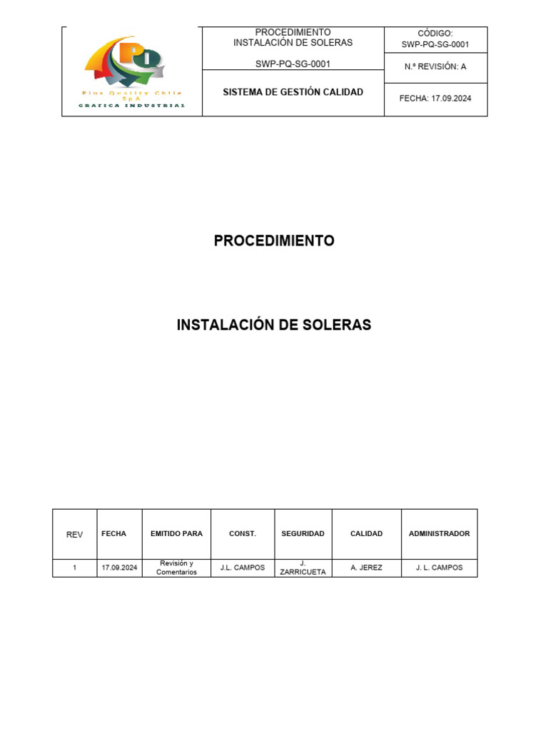 Procedimiento Instalación de Soleras-1 | PDF | Hormigón | Residuos