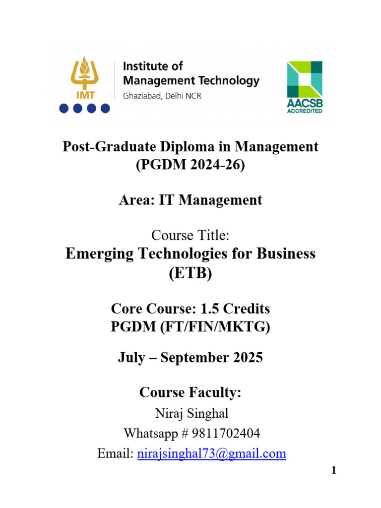 0 ETB Course Outline 2025 - 3 July 2025 | PDF | Internet Of Things ...