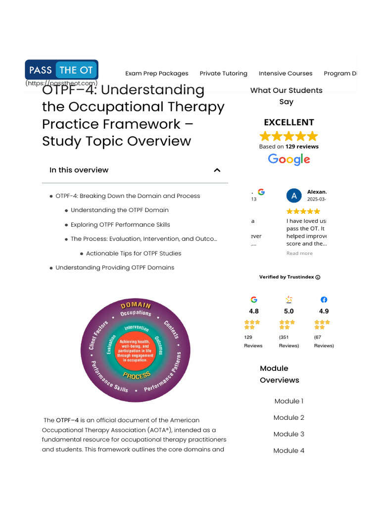 OTPF-4 Overview for OT Students | PDF | Occupational Therapy | Cognition