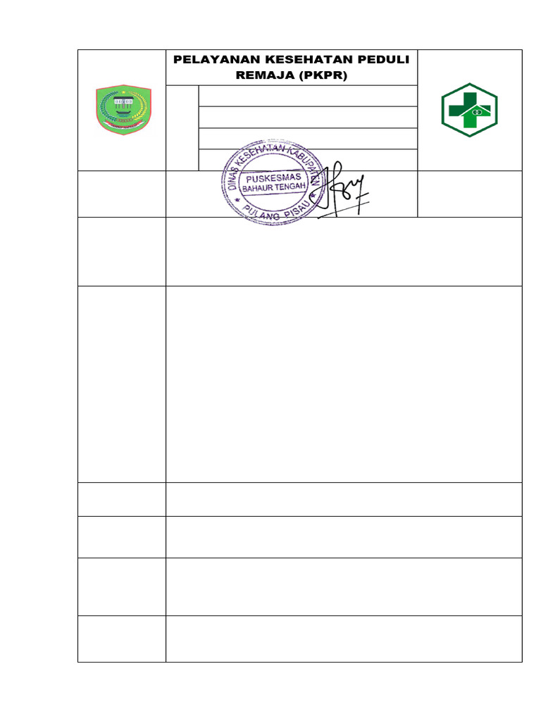 SOP Pelayanan Kesehatan Remaja PKPR | PDF