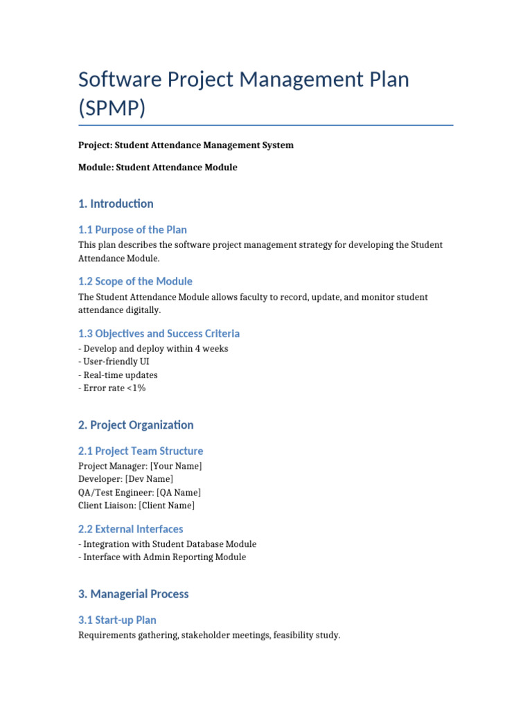 SPMP Student Attendance Module | PDF