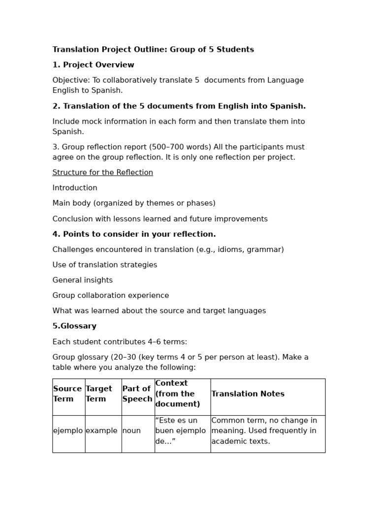 Translation Project Requirements | PDF | Translations | English Language