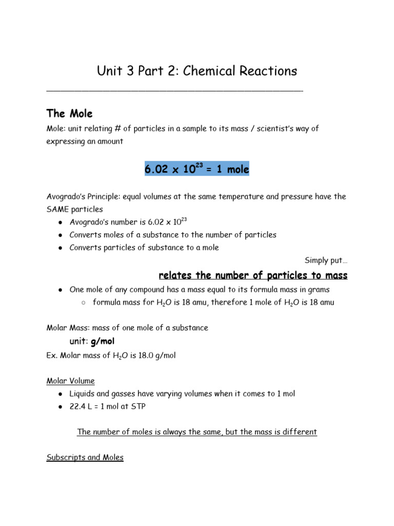Understanding Moles and Chemical Reactions | PDF | Mole (Unit) | Molecules