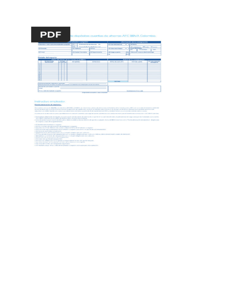 Planilla Pago Cuenta Afc Bbva | PDF