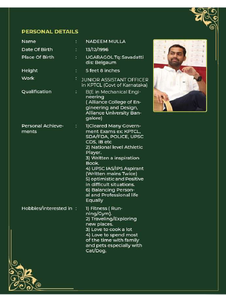 01 Nadeem Mulla Bio KPTCL | PDF