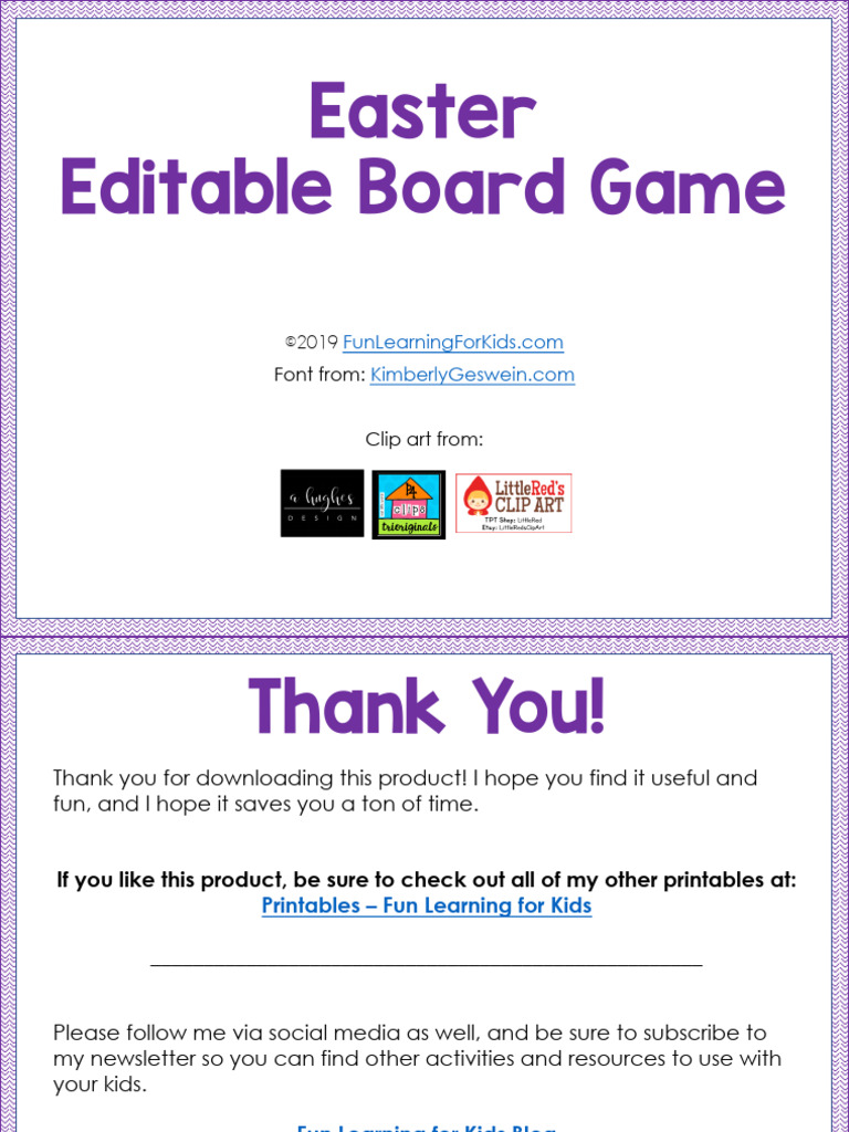 Editable Easter Board Game Guide | PDF | Computing | Software