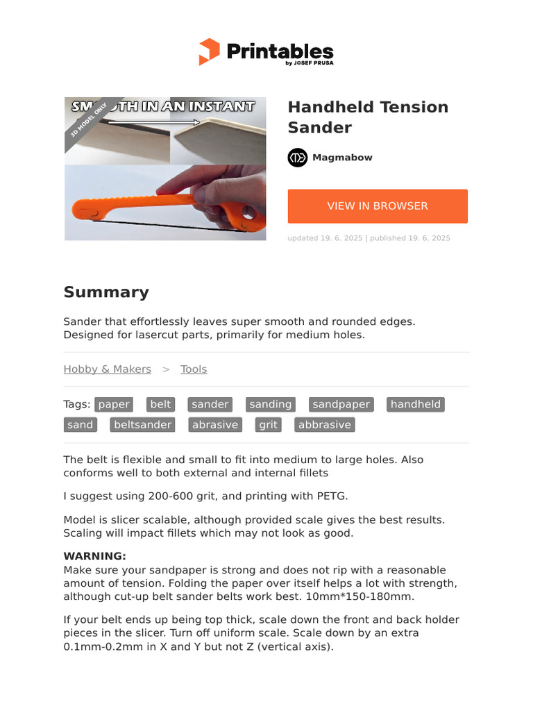 Handheld Tension Sander | PDF