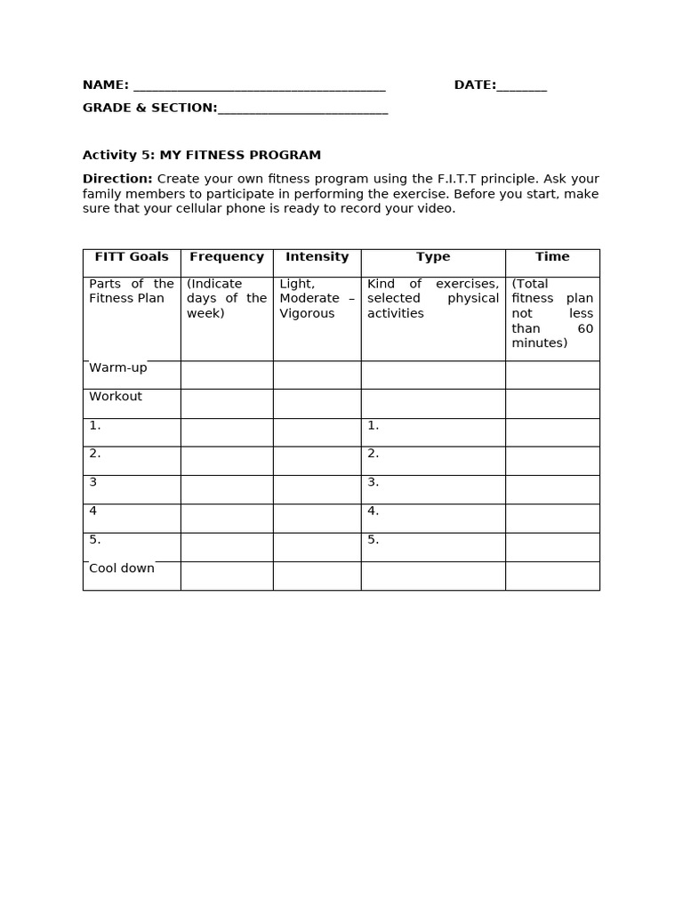 Fitness Program | PDF