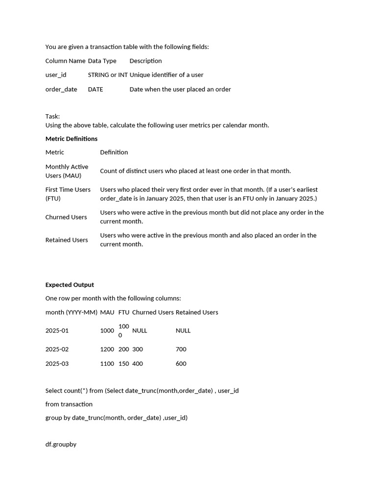 You Are Given A Transaction Table With The Following Fields | PDF