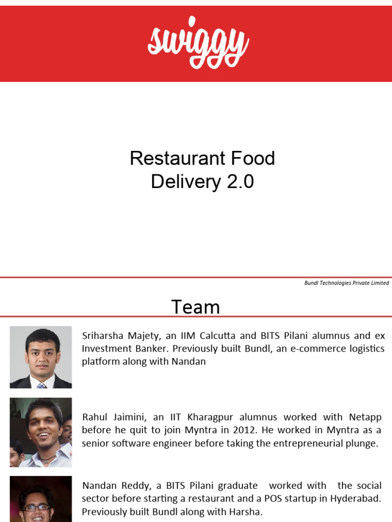 Swiggy's First Pitch Deck - 2014 | PDF | Mobile App | Consumer Electronics