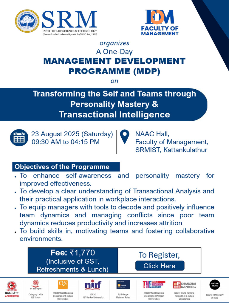One Day MDP at SRM On 23.8.25 | PDF