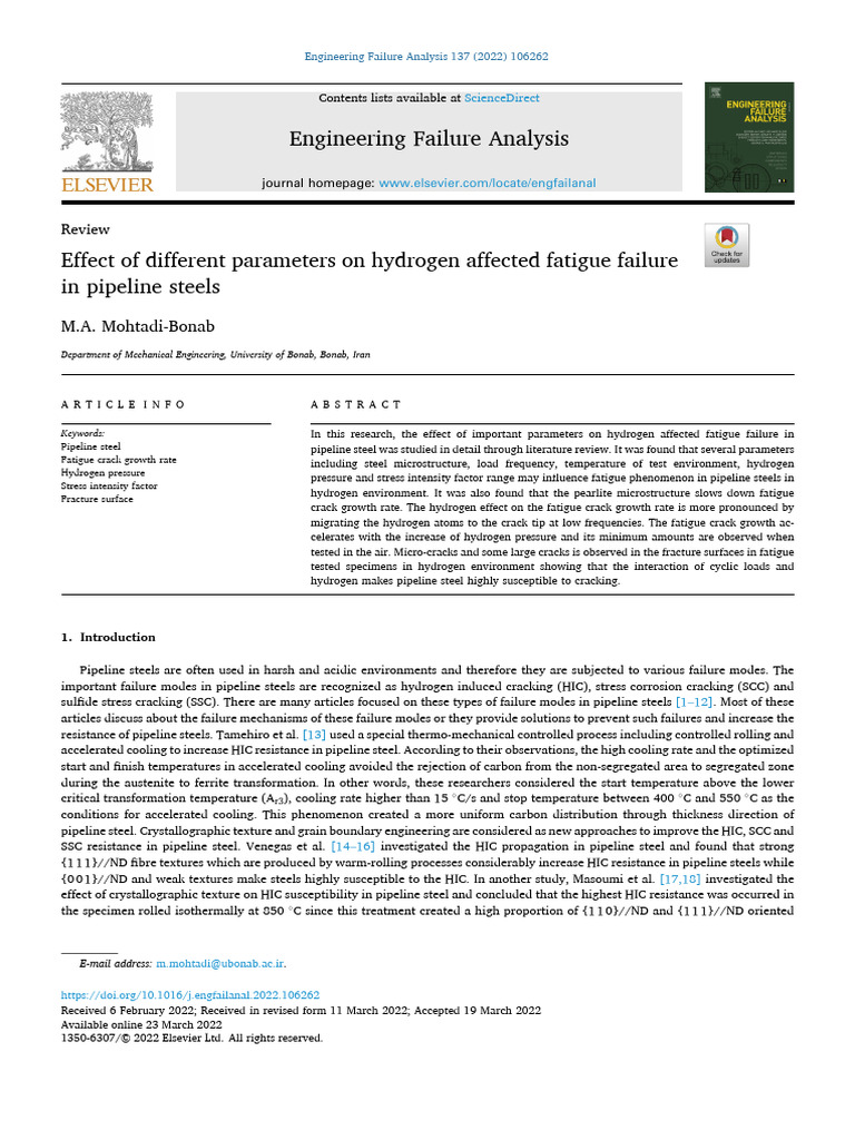 Effect of Different Parameters On Hydrogen Affected Fatigue Failure ...
