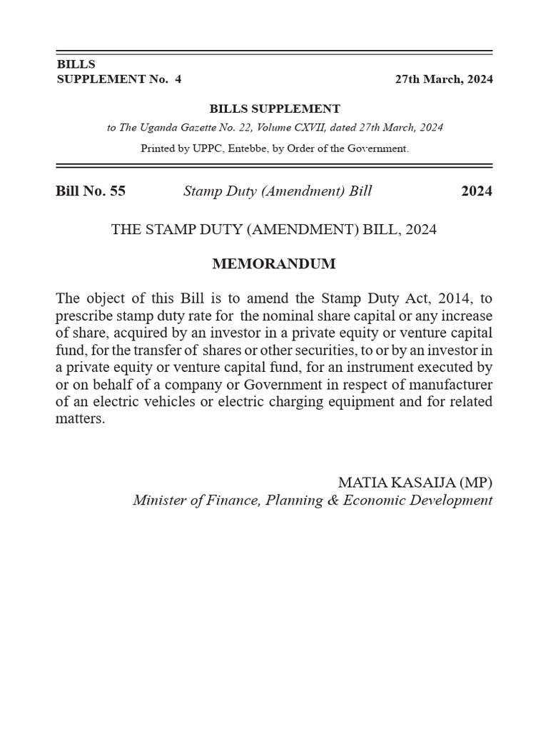Stamp Duty Amendment Bill 2024 Overview | PDF | Securities (Finance ...