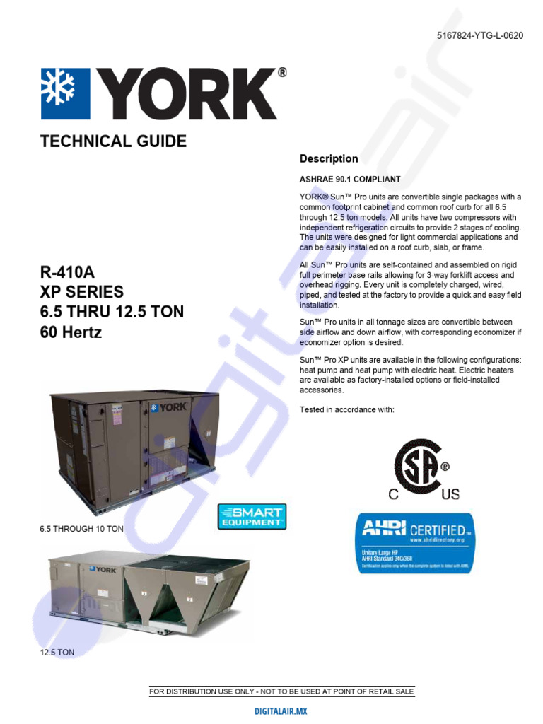 York XP090 Technical Specifications | PDF | Chemical Engineering ...