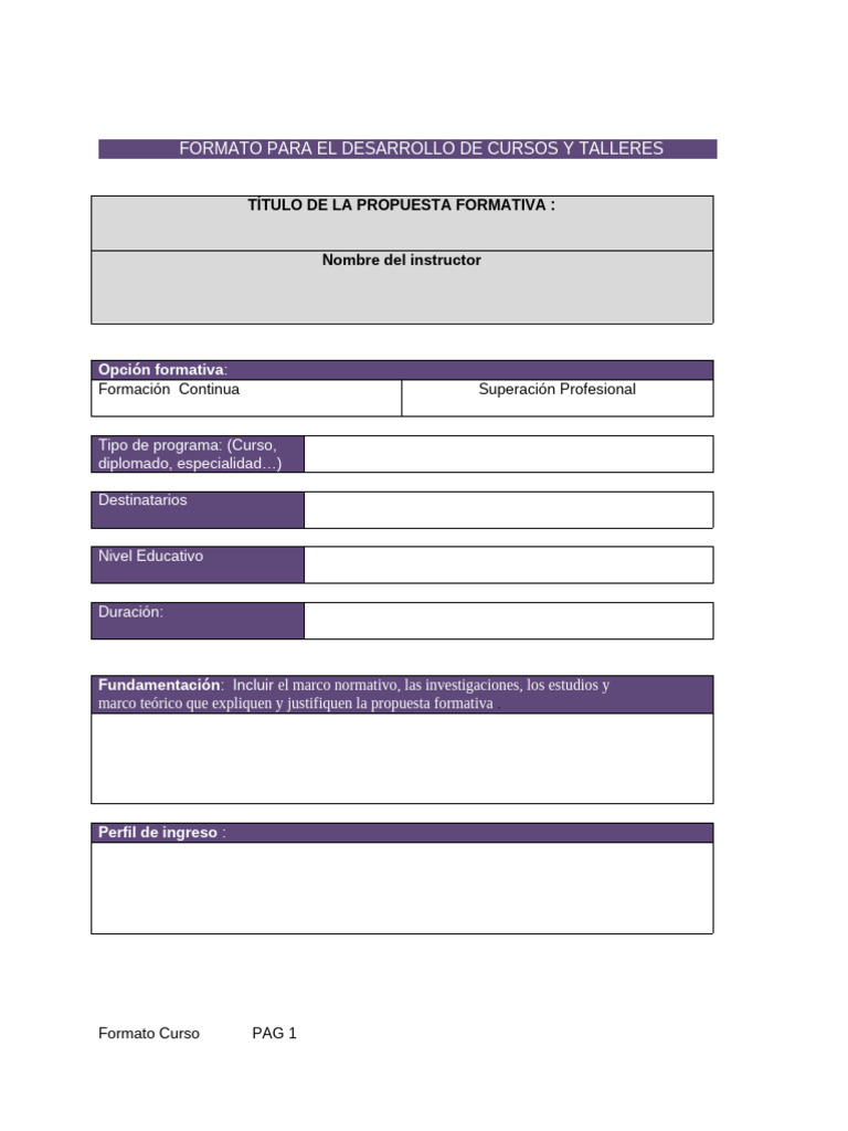 Formato para Cursos y Talleres Educativos | PDF