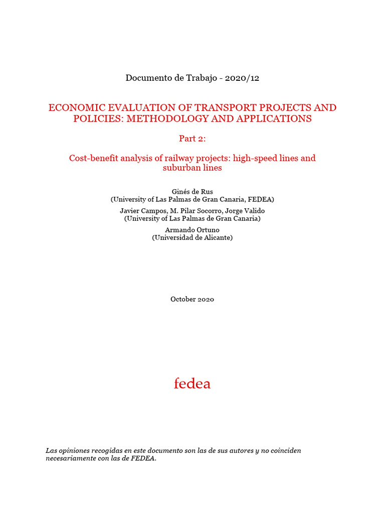 Economic Evaluation of Transport Projects and Policies - Methodology ...