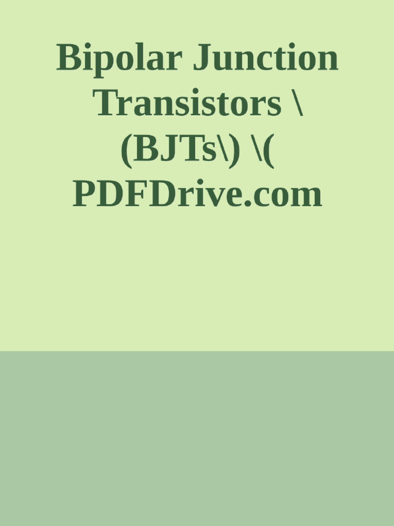 Understanding Bipolar Junction Transistors | PDF | Bipolar Junction ...