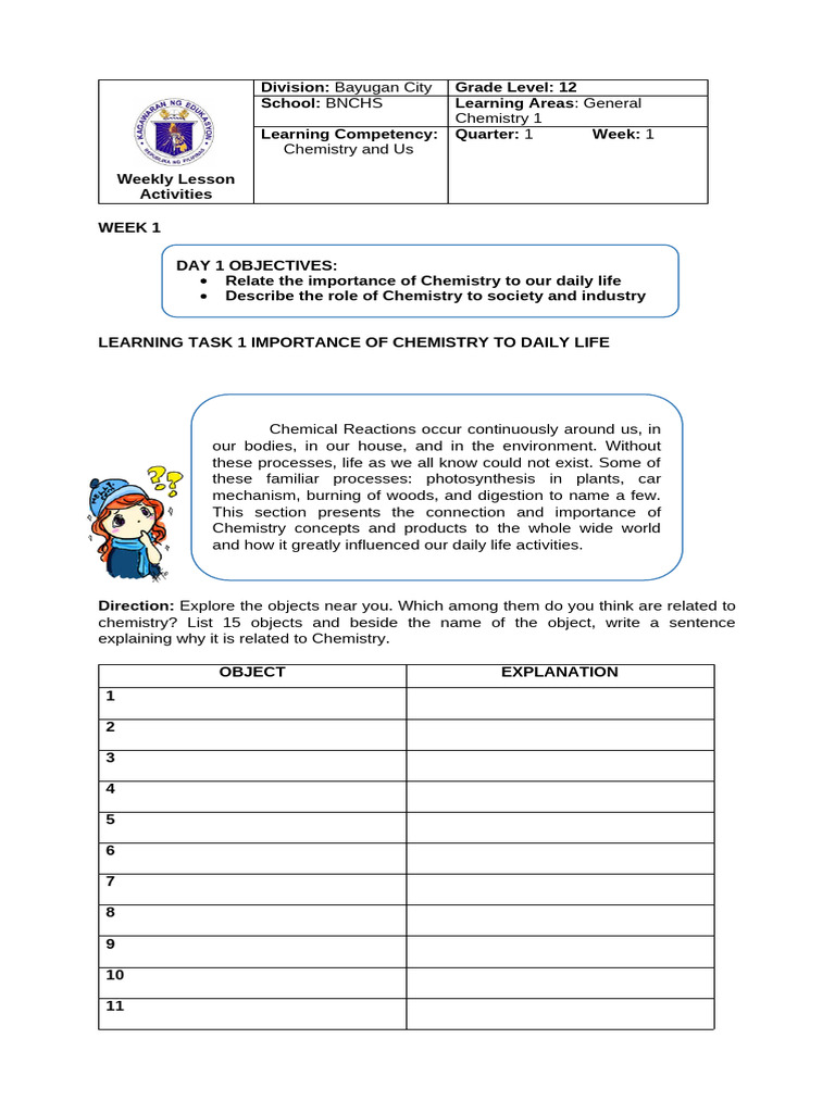 GC1 Week 1 Lesson Activities | PDF | Chemistry | Chemist