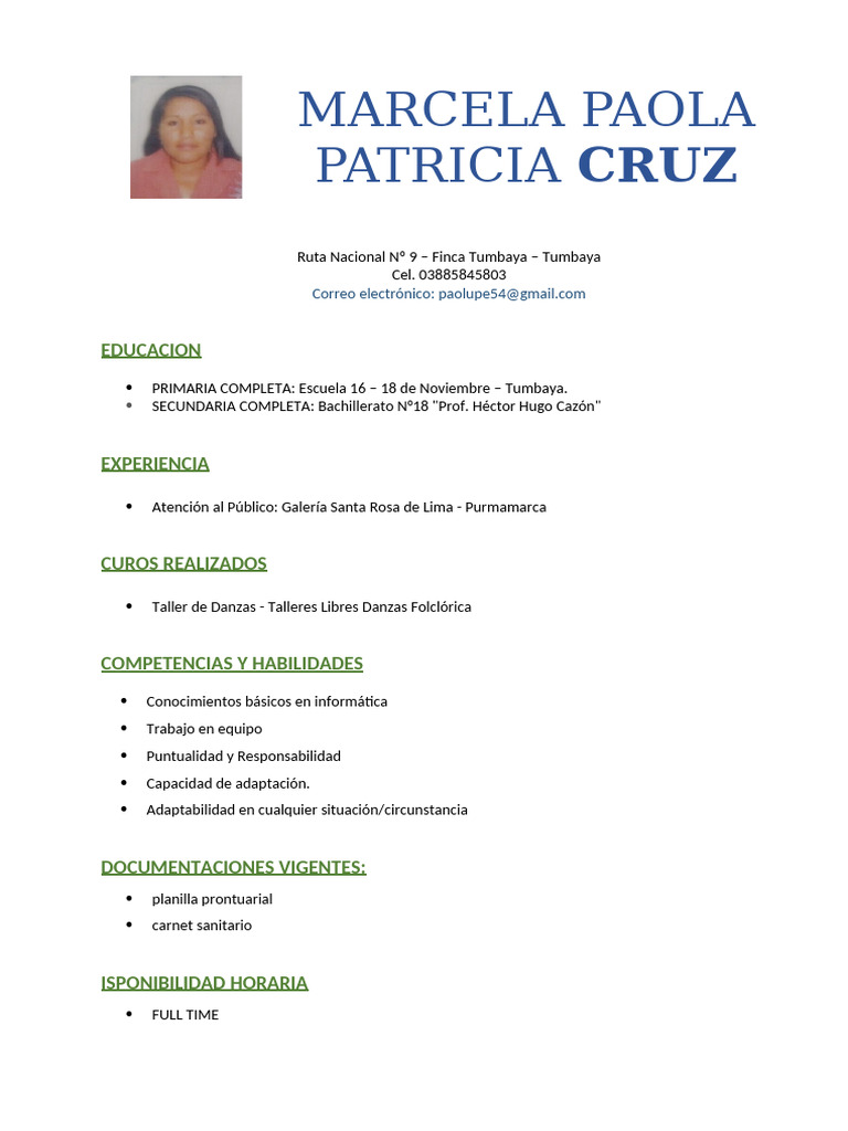CV Paola Cruz | PDF