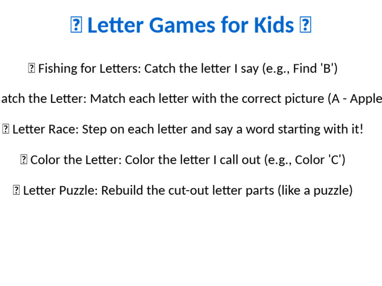 Letter Games Presentation | PDF