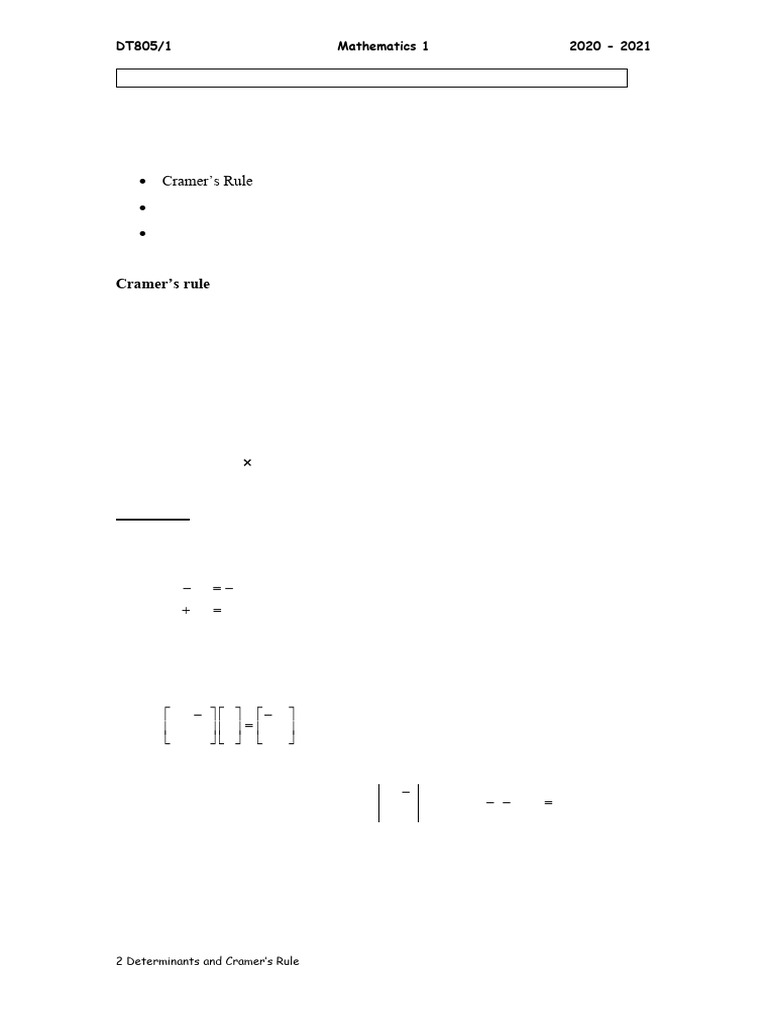 2 Determinants and Cramers Rule | PDF | Determinant | Matrix (Mathematics)