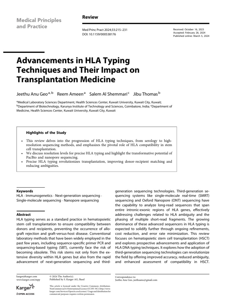 Advancements in HLA Typing Techniques and Their Impact On ...