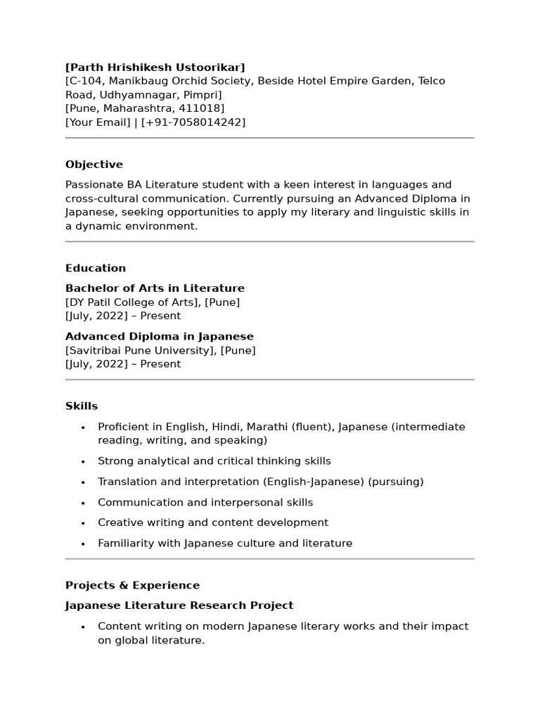 Parth Hrishikesh Ustoorikar RESUME 2025 | PDF