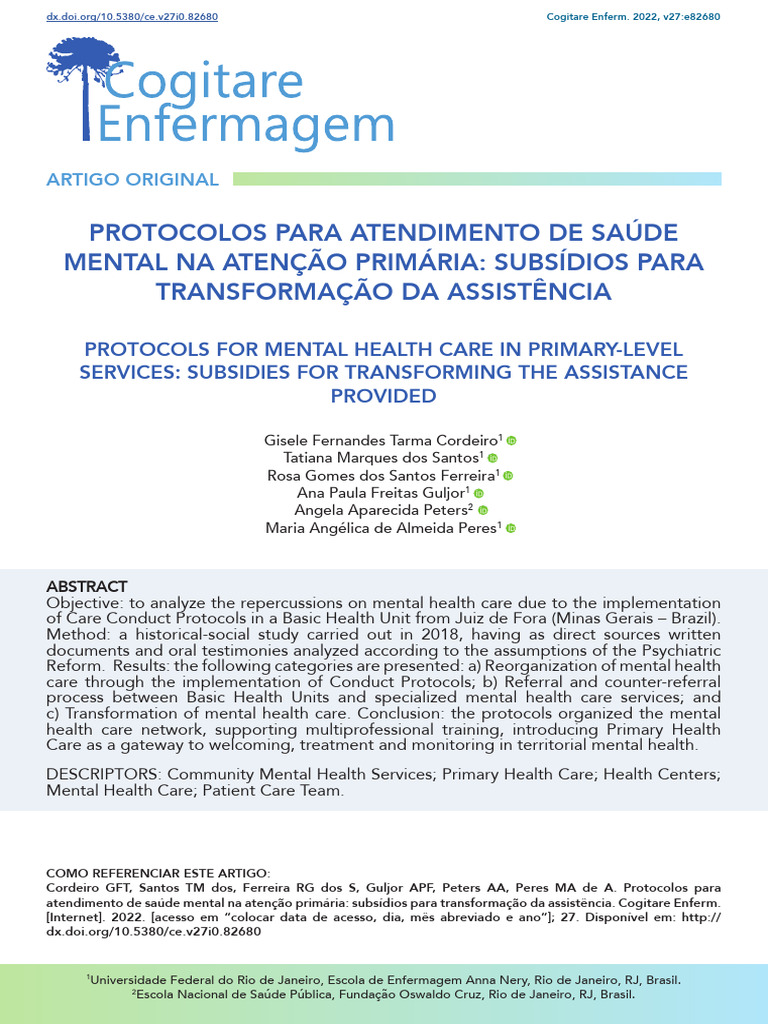 Protocolo de Atendimento | PDF | Saúde mental | Psiquiatria