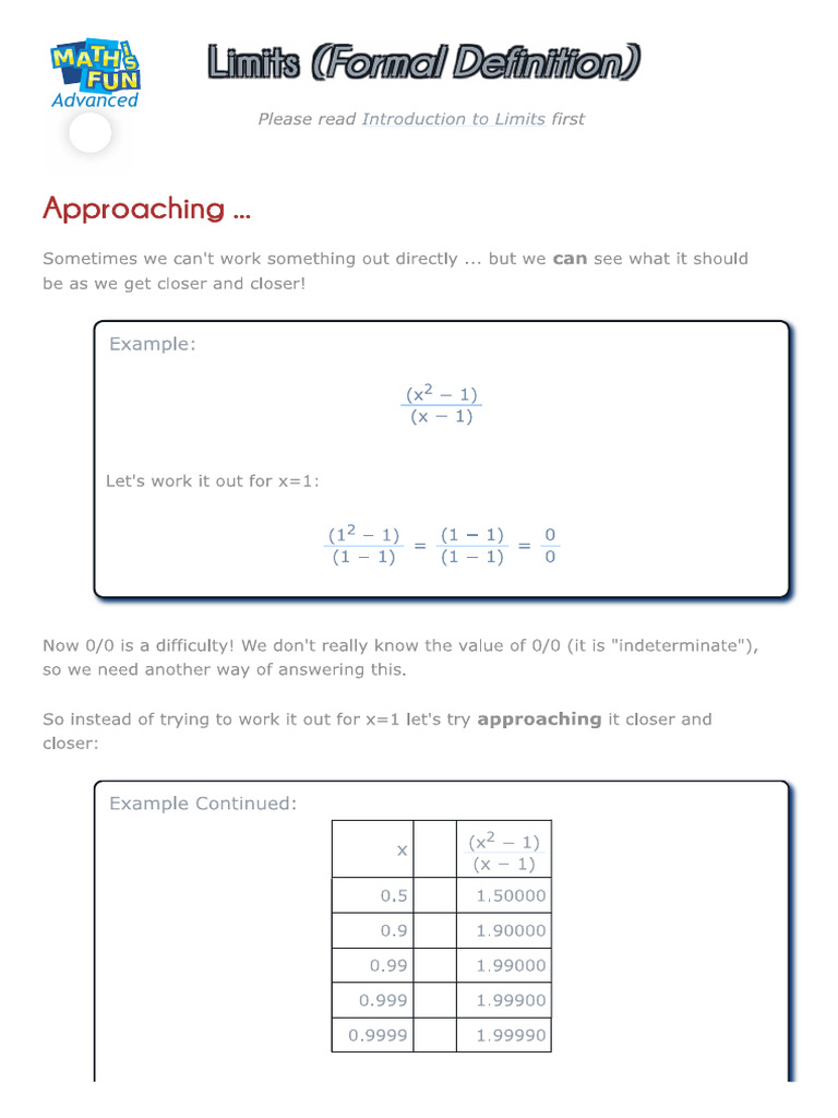 Limits Formal Difinition | PDF