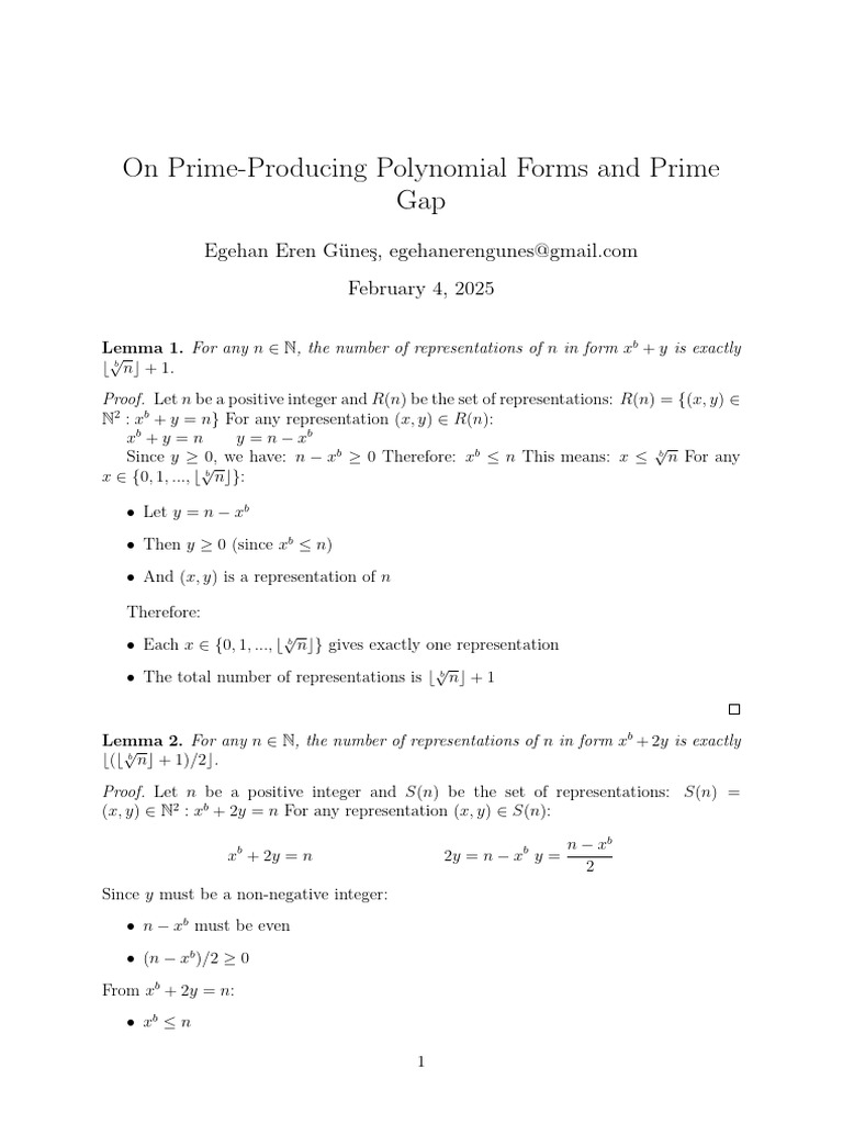 On Prime Producing Polynomial Forms and | PDF | Square Root | Prime Number