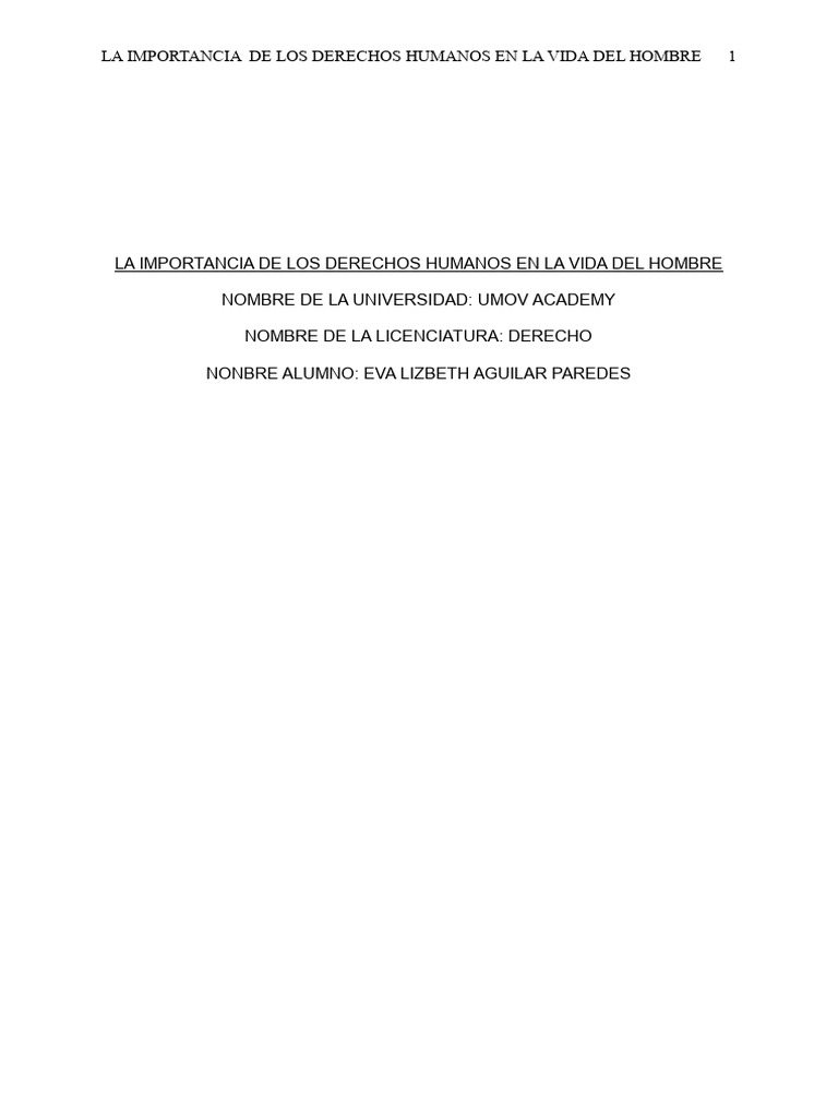 La Importancia de Los Derechos Humanos en La Vida Del Hombre - Eva ...