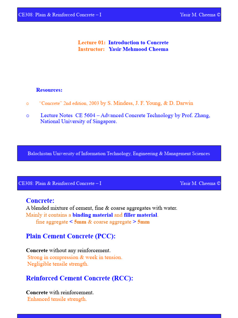 L01 - Introduction To Concrete | PDF | Concrete | Reinforced Concrete