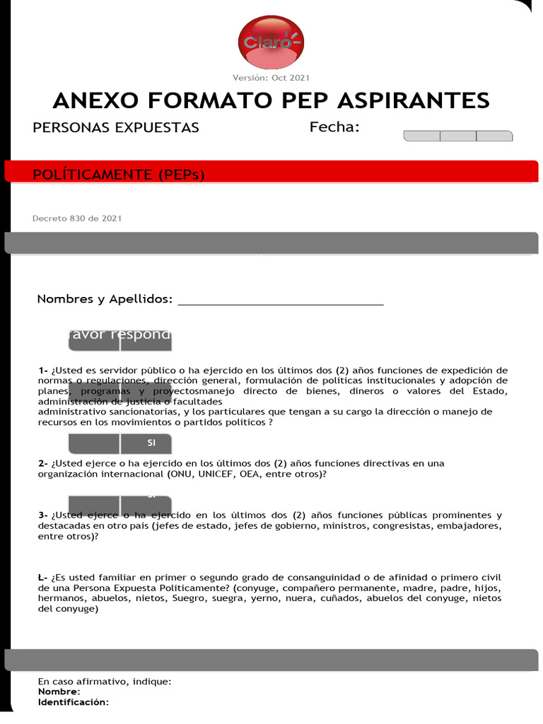 Formato PEP Trabajadores - V3 | PDF
